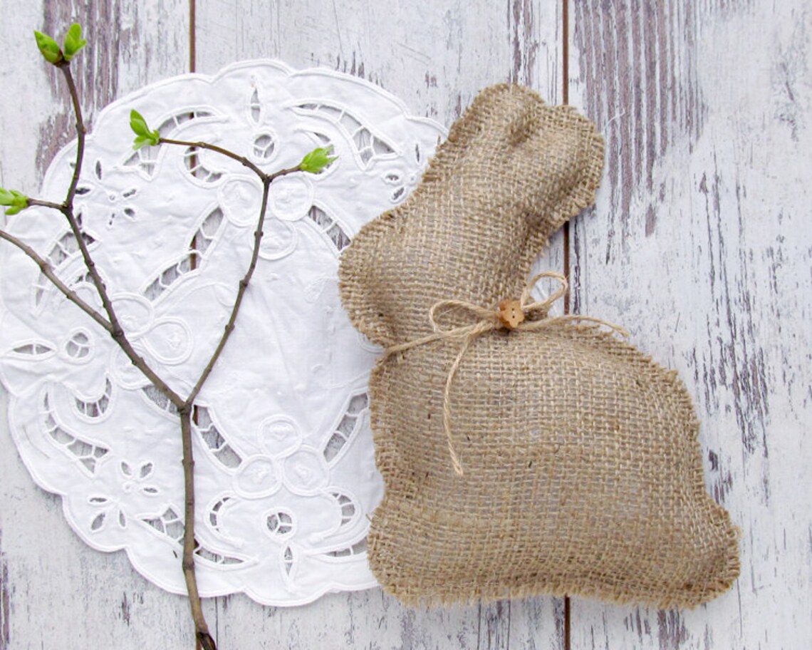 Burlap Easter Bunny, Rustic Decorations, Rabbit Easter Toy, Holiday ...