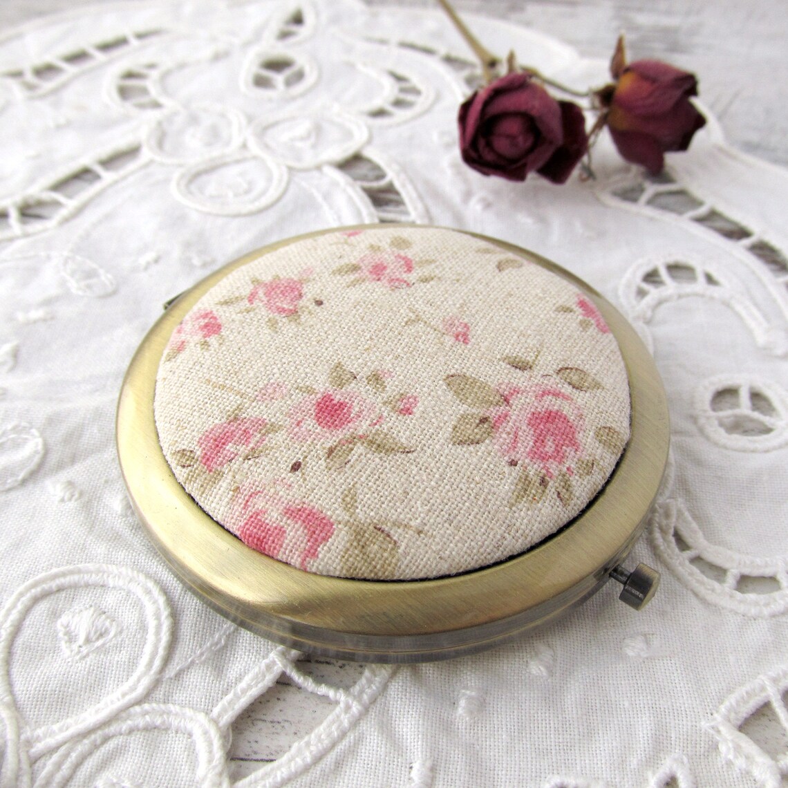 Roses Pocket Mirror Floral Compact Mirror Shabby Chic Pink - Etsy