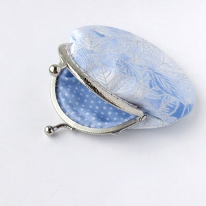 Blue Purse Floral Coin Purse Silver Glitter Change Pouch - Etsy