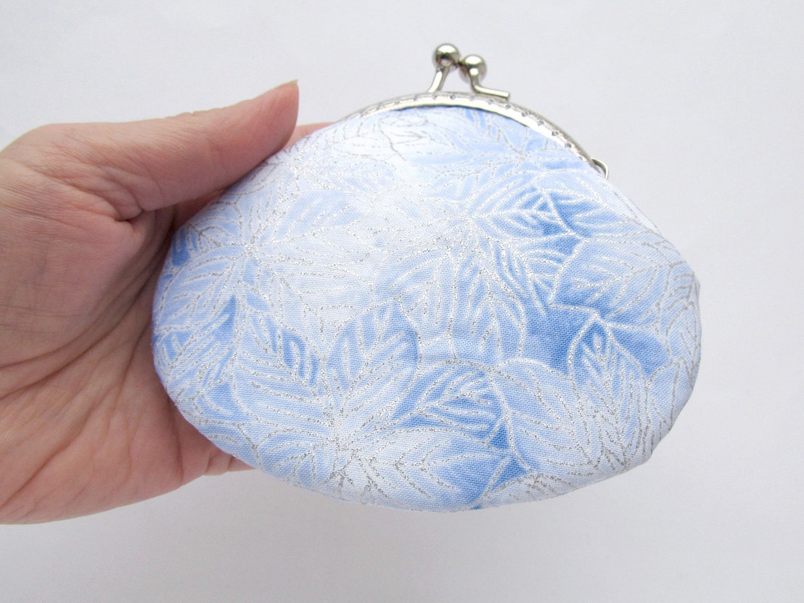 Blue Purse Floral Coin Purse Silver Glitter Change Pouch | Etsy