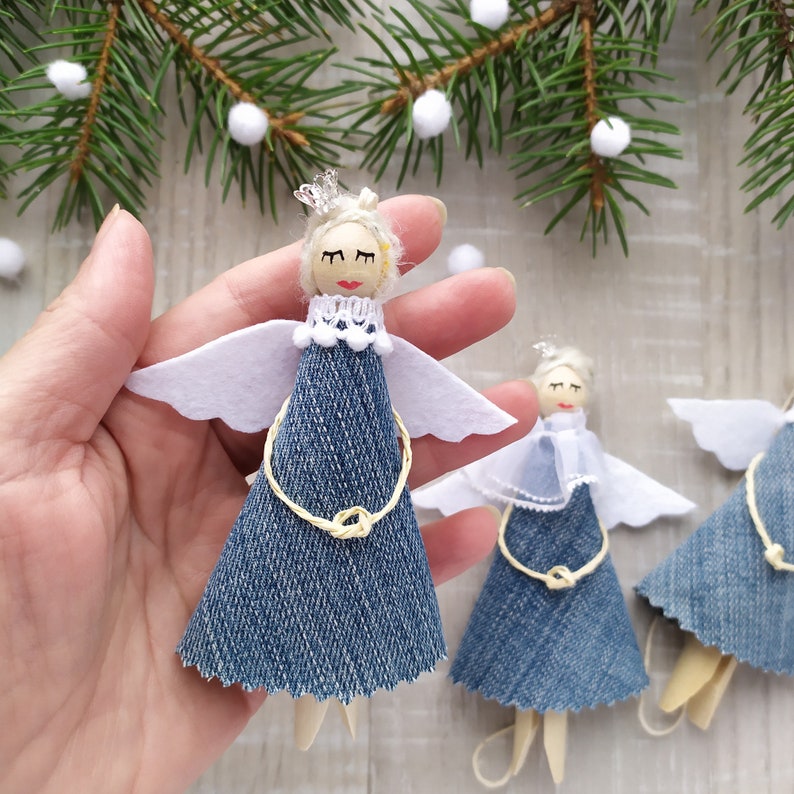 Christmas Ornaments Burlap Christmas Angels Set of 3 Rustic - Etsy