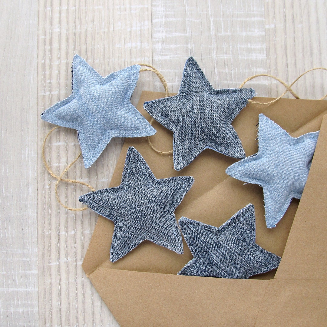 Denim Stars, Christmas Ornaments, Boho Home Decor, Jeans Stars ...