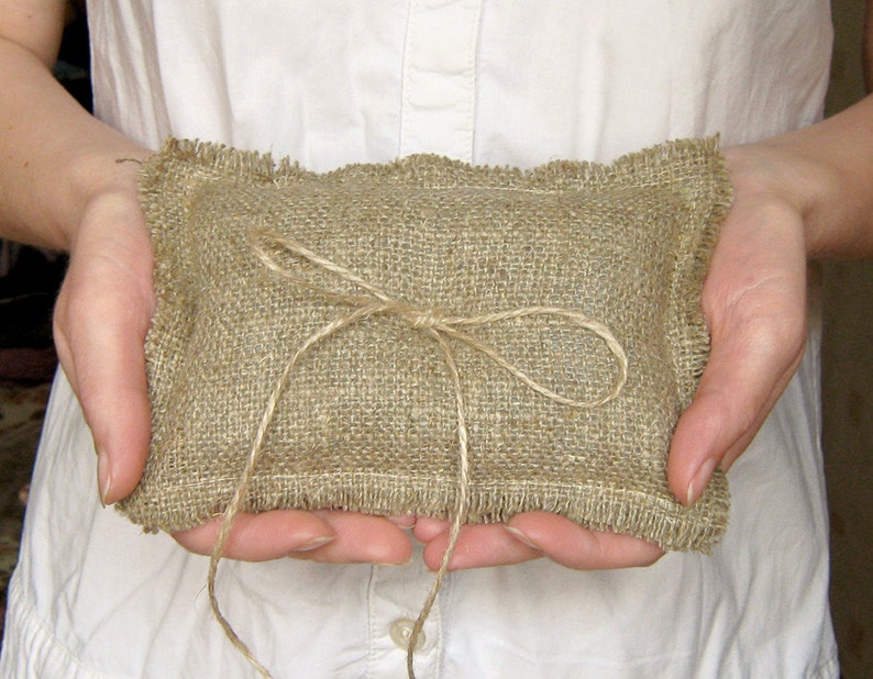 Burlap Wedding Ring Pillow Rustic Bearer Pillow - Etsy