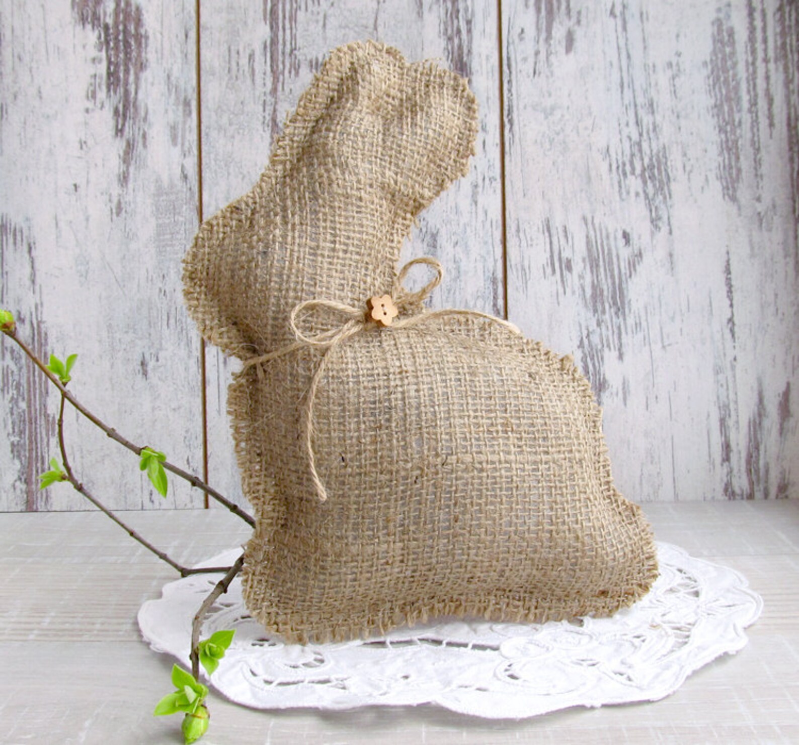 Burlap Easter Bunny, Rustic Decorations, Rabbit Easter Toy, Holiday ...