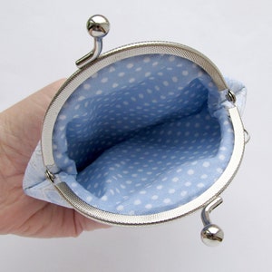 Blue Purse Floral Coin Purse Silver Glitter Change Pouch - Etsy