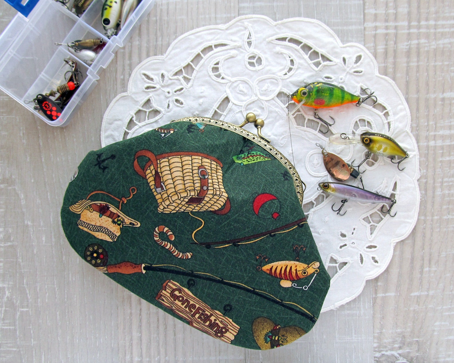 Fishing Lures Purse Green Handbag Fishing Change Pouch - Etsy