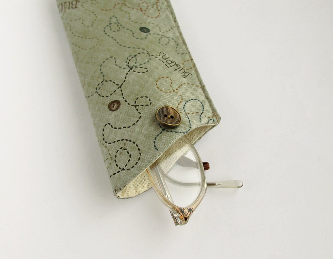 Buttons Eyeglass Green Case - Etsy