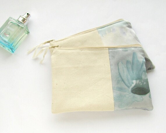 Set of 2 Zipper Pouches Change Pouches Beige and Grey | Etsy