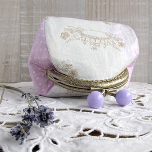 Coin Purse With Crown, Purple Purse, Polka Dots Coin Purse, Cream ...