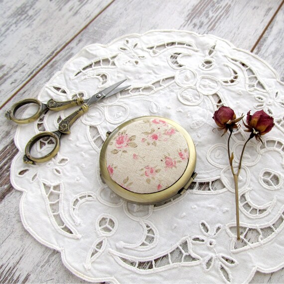 Roses Pocket Mirror Floral Compact Mirror Shabby Chic Pink - Etsy