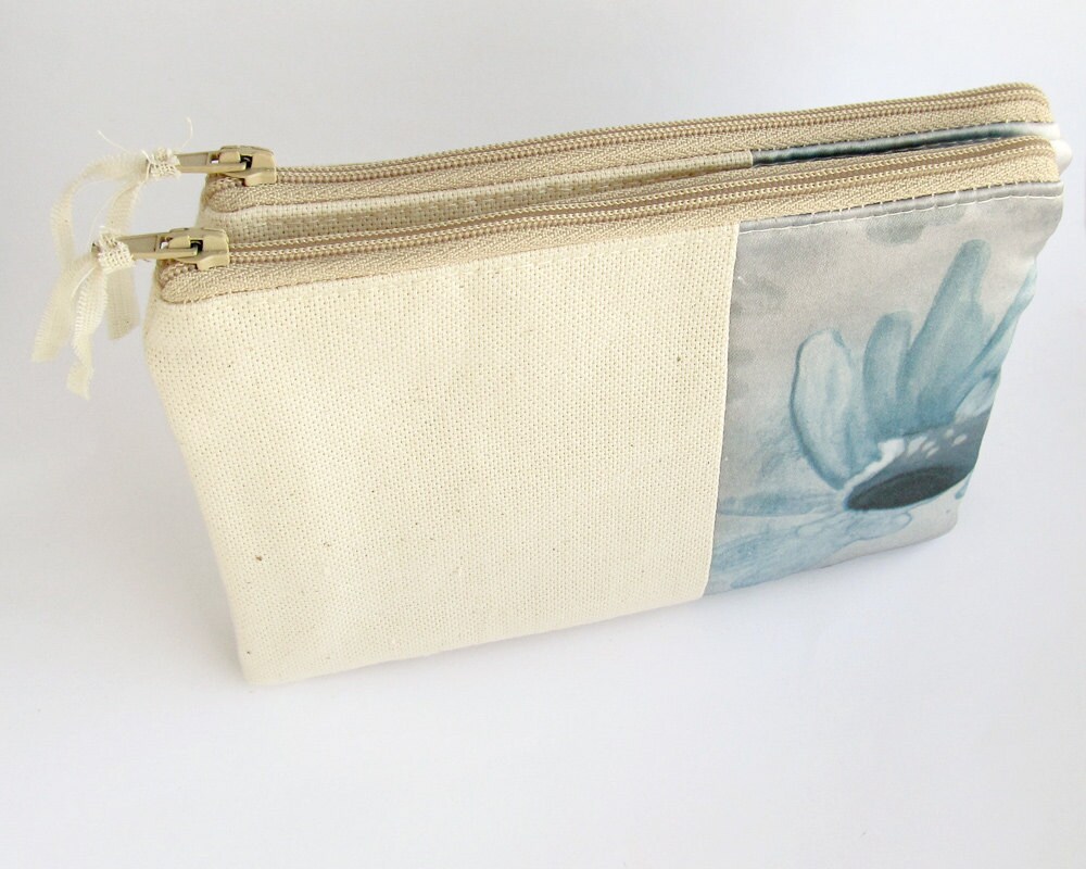 Set of 2 Zipper Pouches Change Pouches Beige and Grey - Etsy