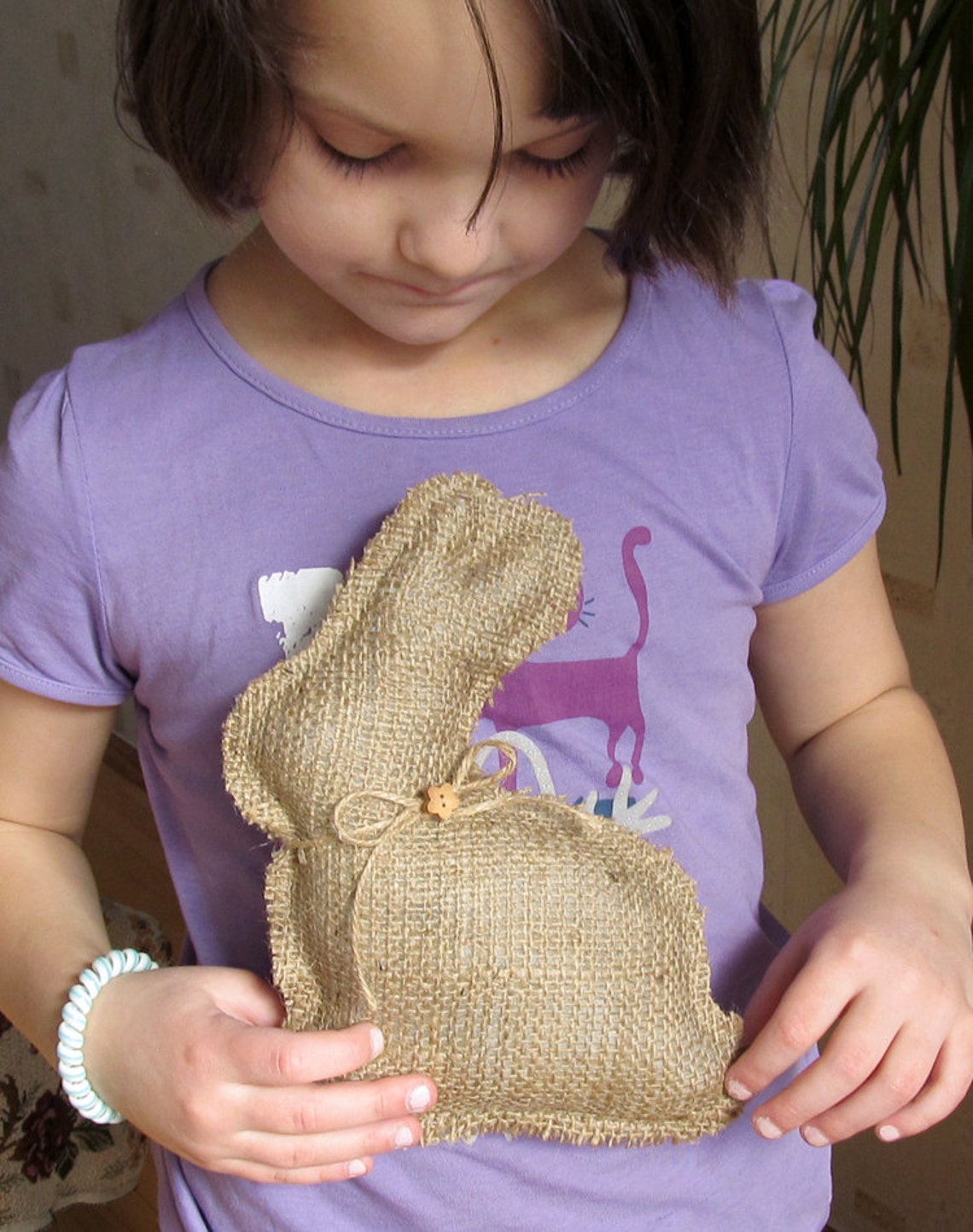 Burlap Easter Bunny, Rustic Decorations, Rabbit Easter Toy, Holiday ...