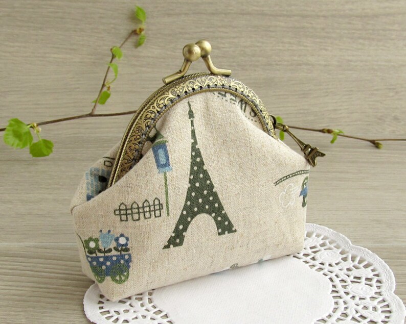 Eiffel Tower Coin Purse, Paris Style Change Pouch, Linen Purse With ...