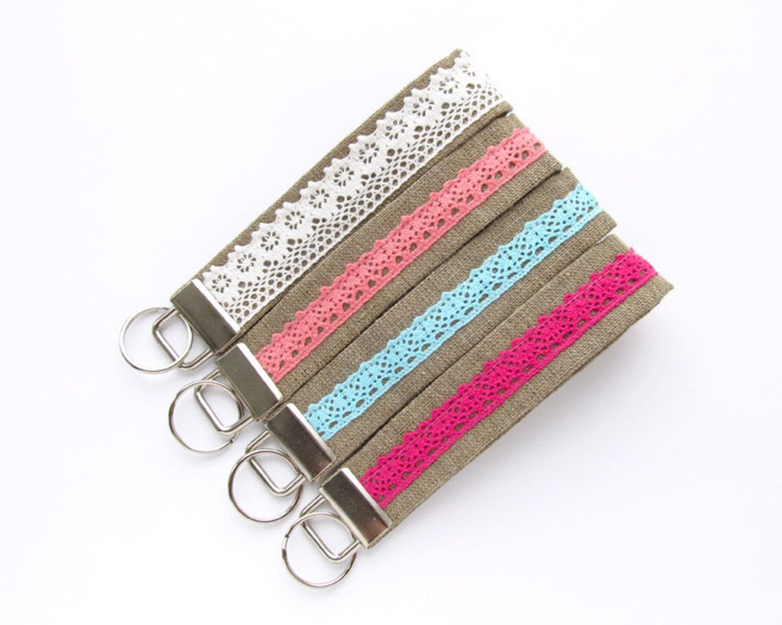 Lace Keychain Burlap Key Fob Fabric Key Chain Wristlet - Etsy