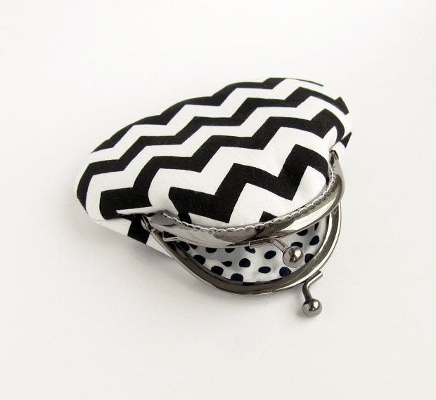 Coin Purse Chevron Black and White - Etsy