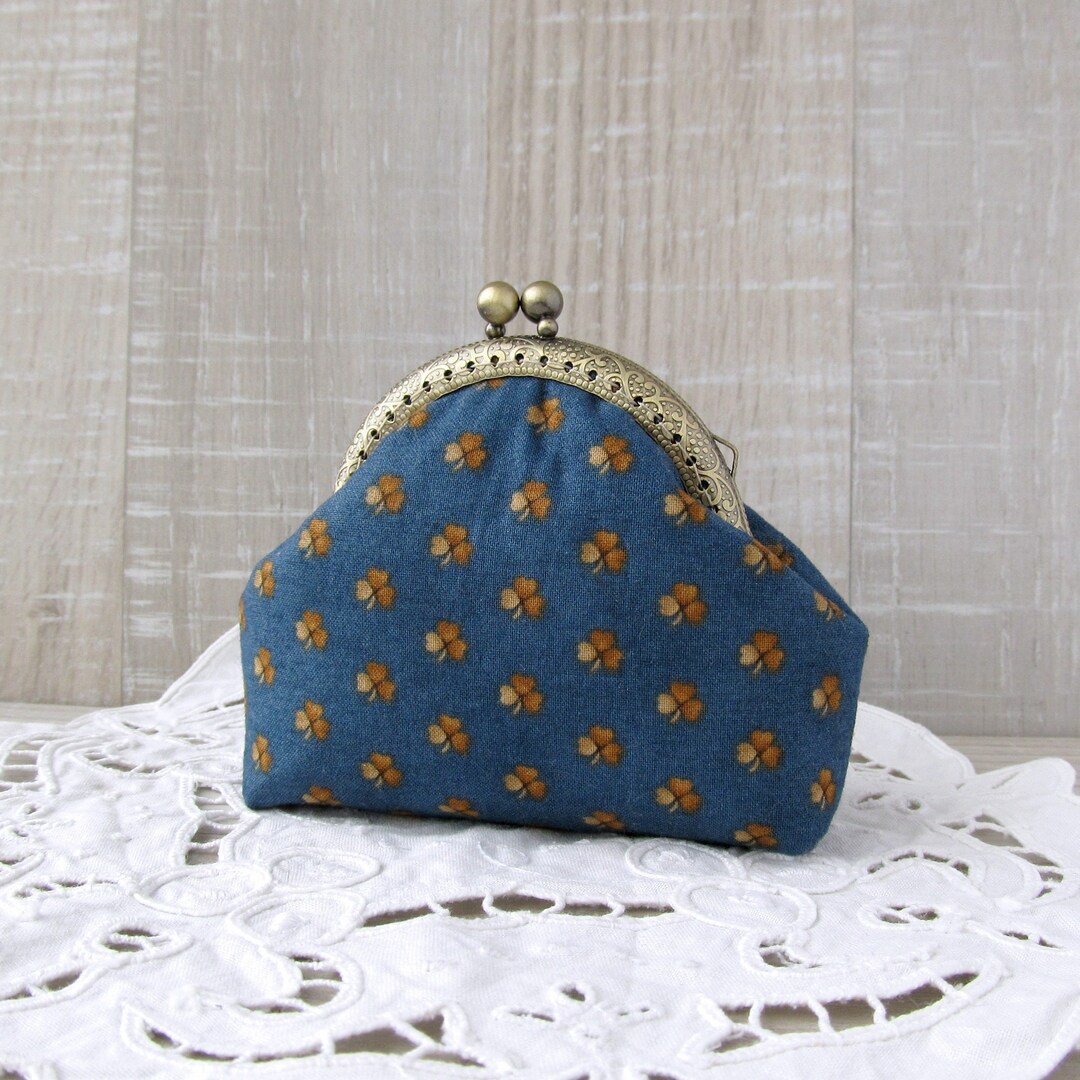 Lucky Leaf Clover Purse, Navy Blue Coin Purse With Leaves Clover ...