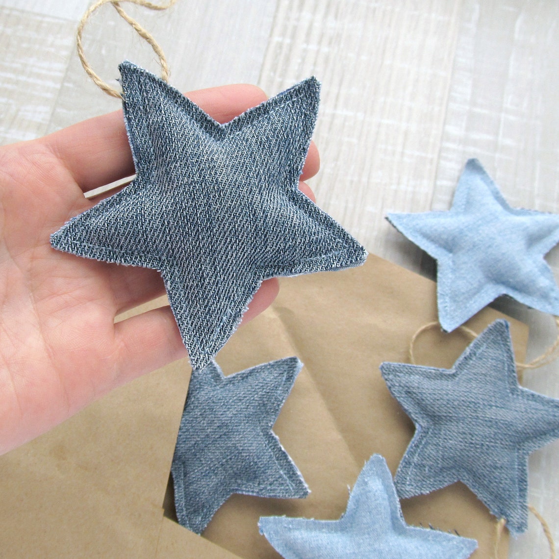 Denim Stars Christmas Ornaments Boho Home Decor Jeans - Etsy