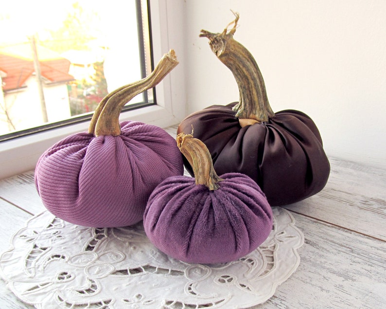 Velvet Purple and Brown Pumpkins Rustic Thanksgiving - Etsy