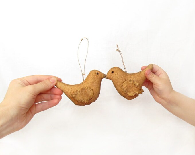 Brown Burlap Primitive Birds Set of 2 Rustic Valentines Gift - Etsy