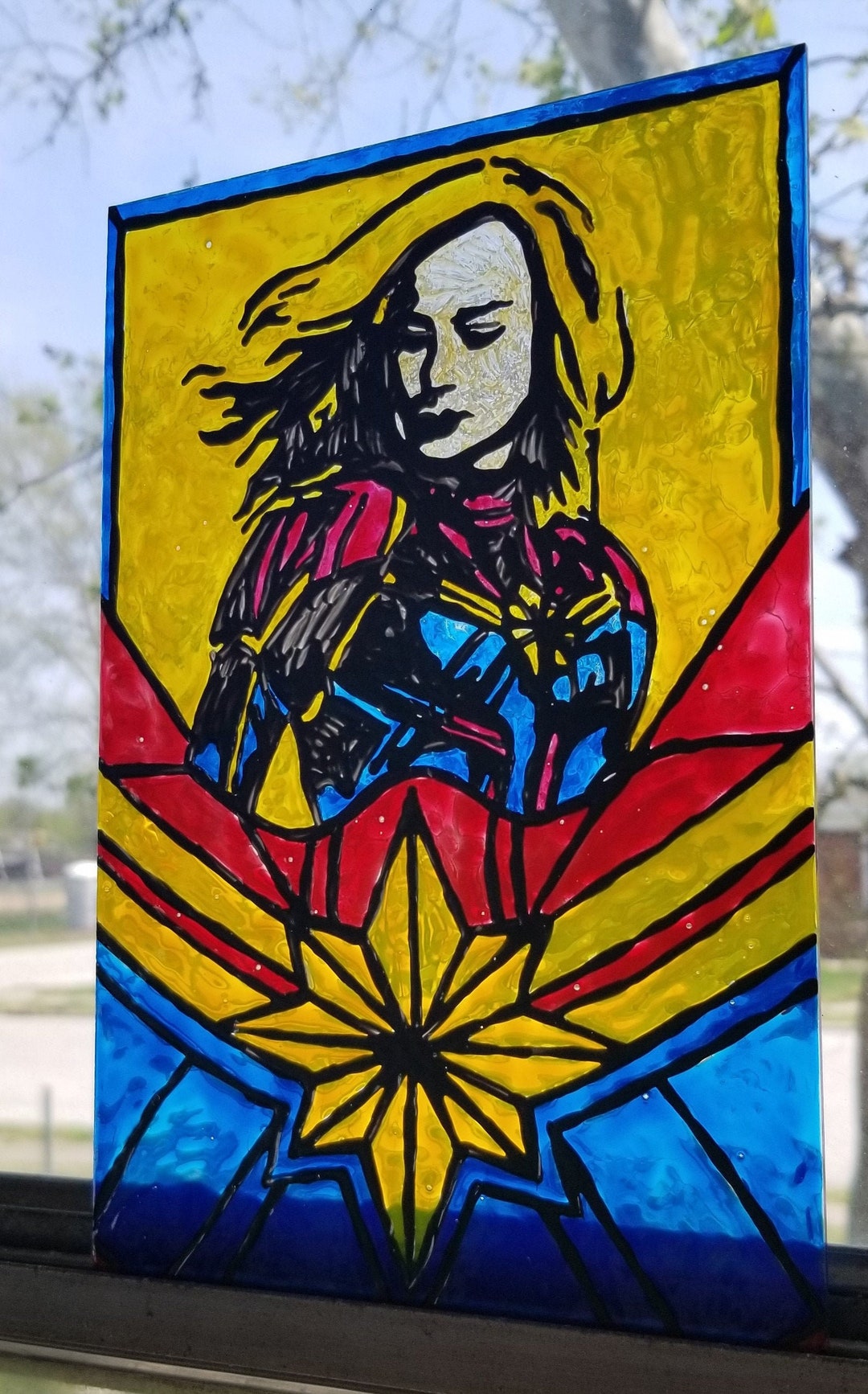 Captain Marvel Stained Glass Painting - Etsy