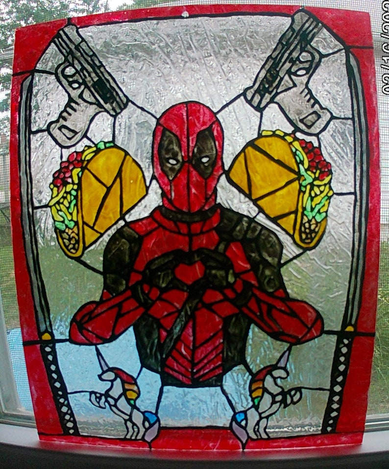 Deadpool Stained Glass Painting - Etsy