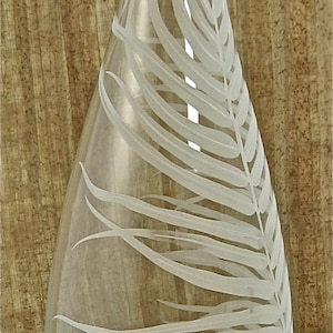 Feather Fern Vase, Sandblasted / Etched Clear Glass Vase, Hawaiian Art ...