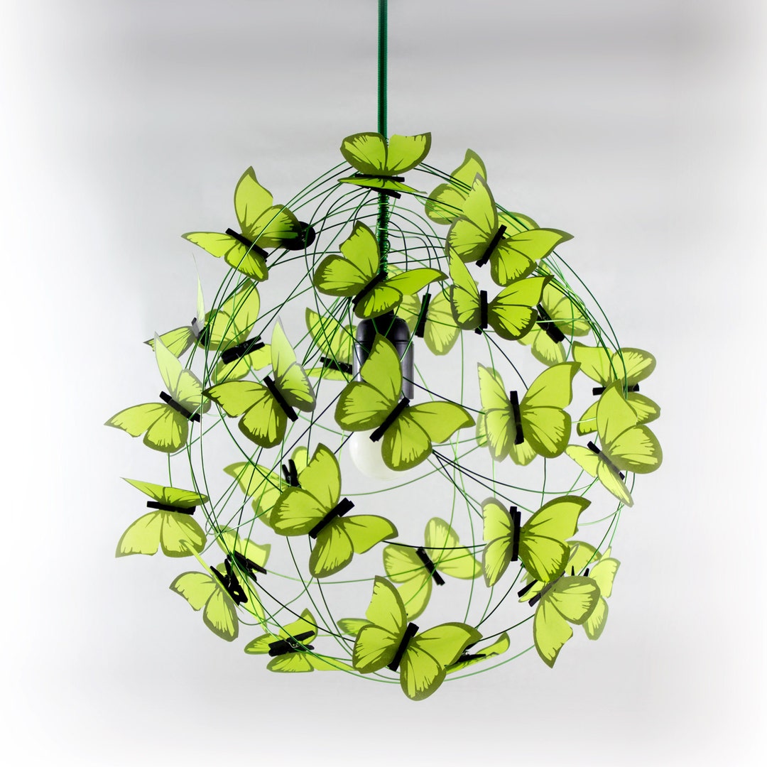 Green Butterfly Ceiling Chandelier, Design Fixture in Green With ...