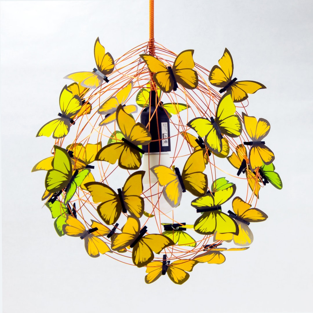 Orange Butterflies Light Chandelier, Autumn Colors Chandelier ...
