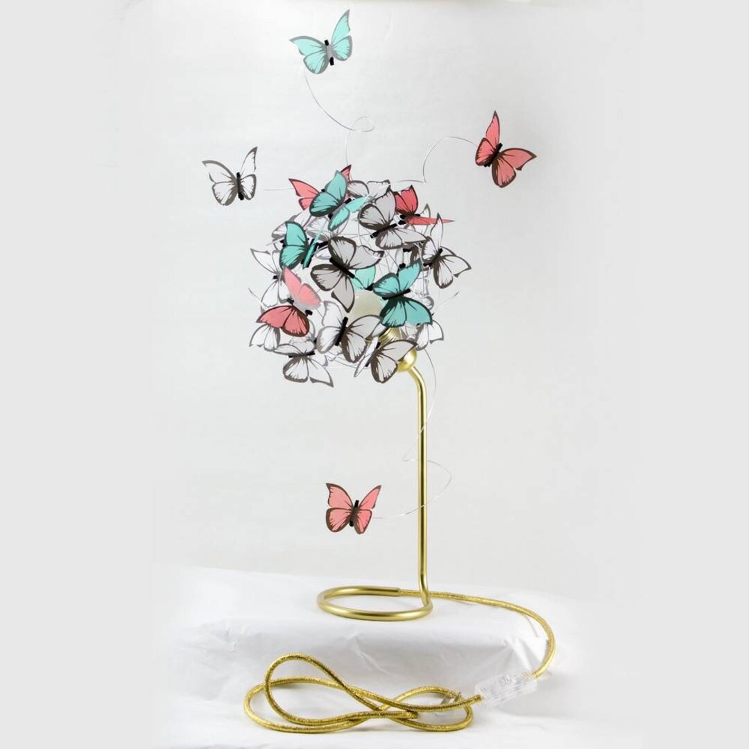Butterfly Table Lamp: Gold Base, Colorful Paper Butterflies, Whimsical ...