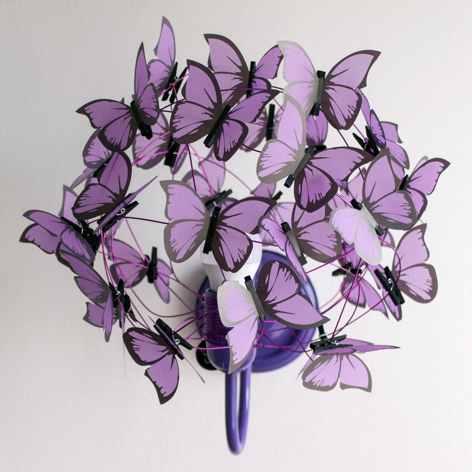 Purple Butterfly Wall Sconce: Handmade Nursery Light - Etsy