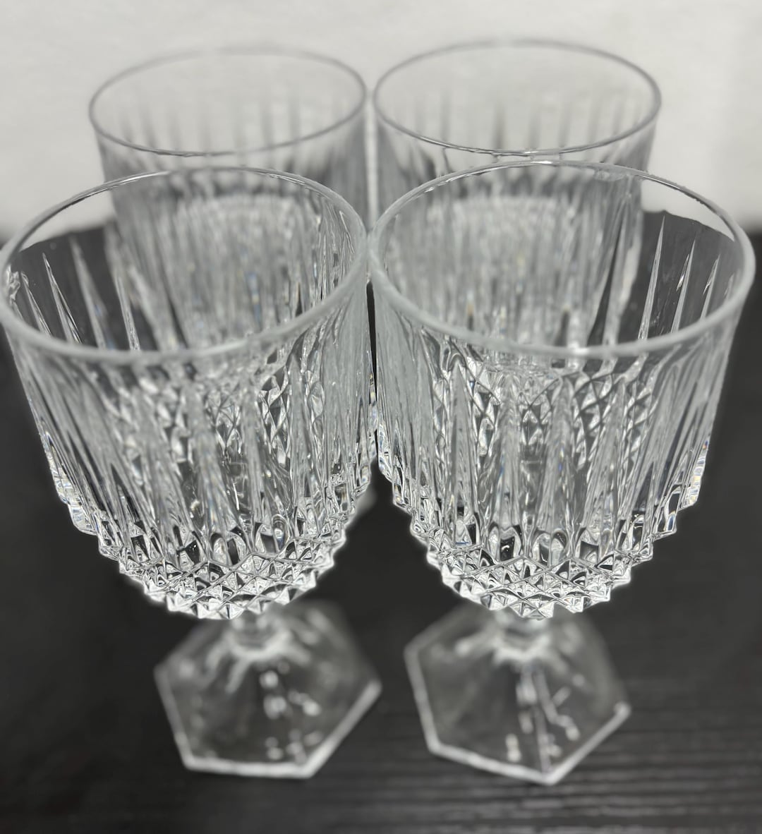 Fostoria Stratton Pattern Lead Crystal Water Goblets. Set of 4 - Etsy