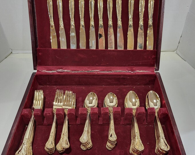 Vintage Godinger Silver Art Co., Grand Master Goldtone Silverware, 59 ...