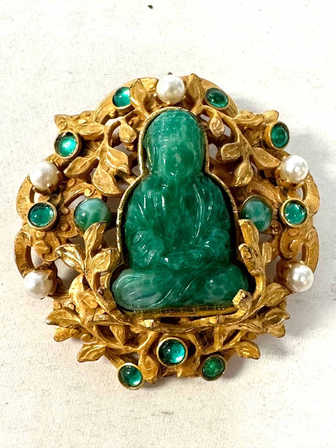 Vintage Hattie Carnegie Buddha Brooch - Etsy