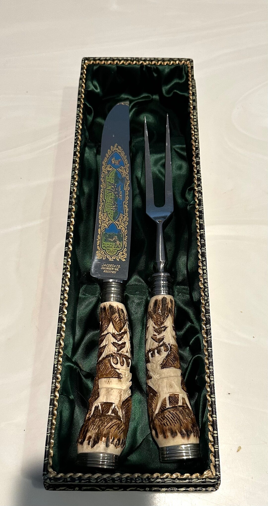 Vintage German Carved Antler Carving Set New in Box - Etsy