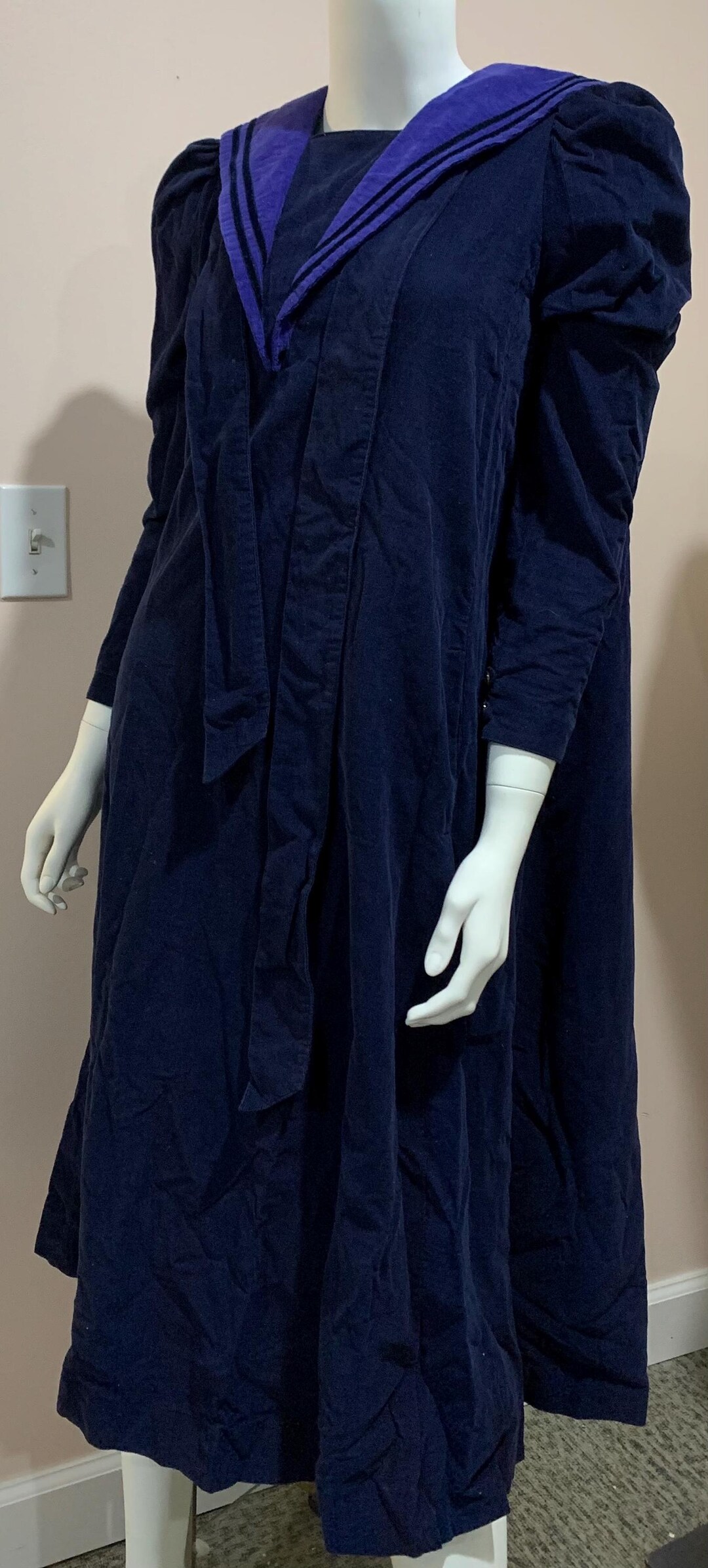 Vintage 1960s Laura Ashley Sailor Dress Needle Cord Made in Great ...