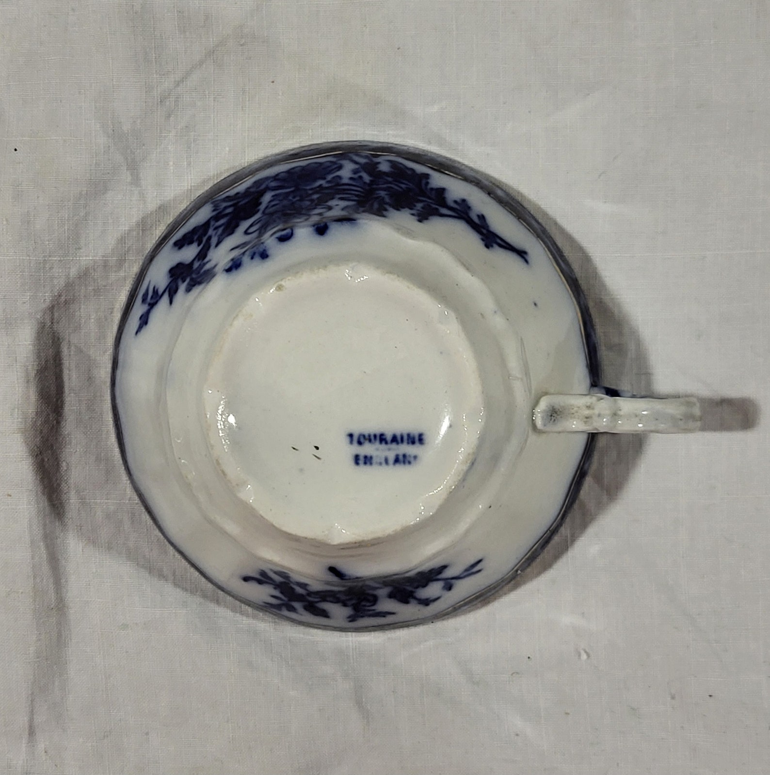 Antique Flow Blue "touraine" Cup and Saucer - Etsy