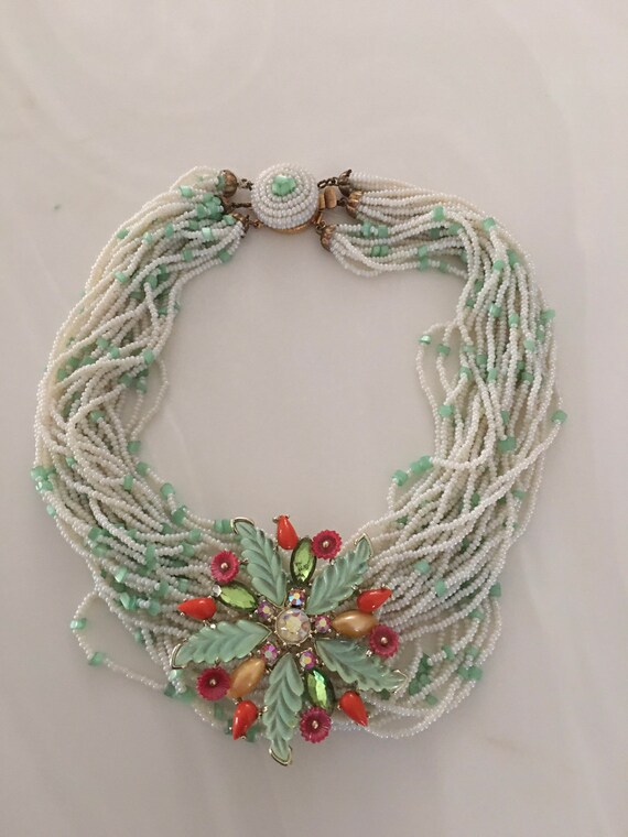 Vintage Italian Micro Bead Multi Strand Necklace - Gem