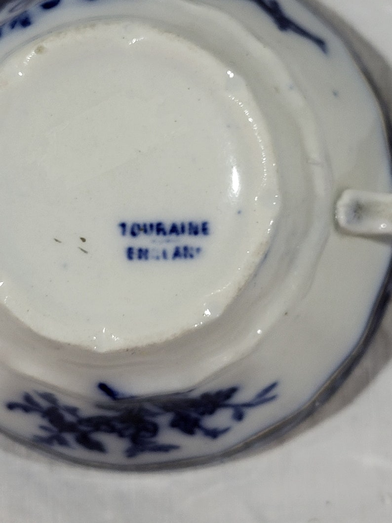 Antique Flow Blue "touraine" Cup and Saucer - Etsy
