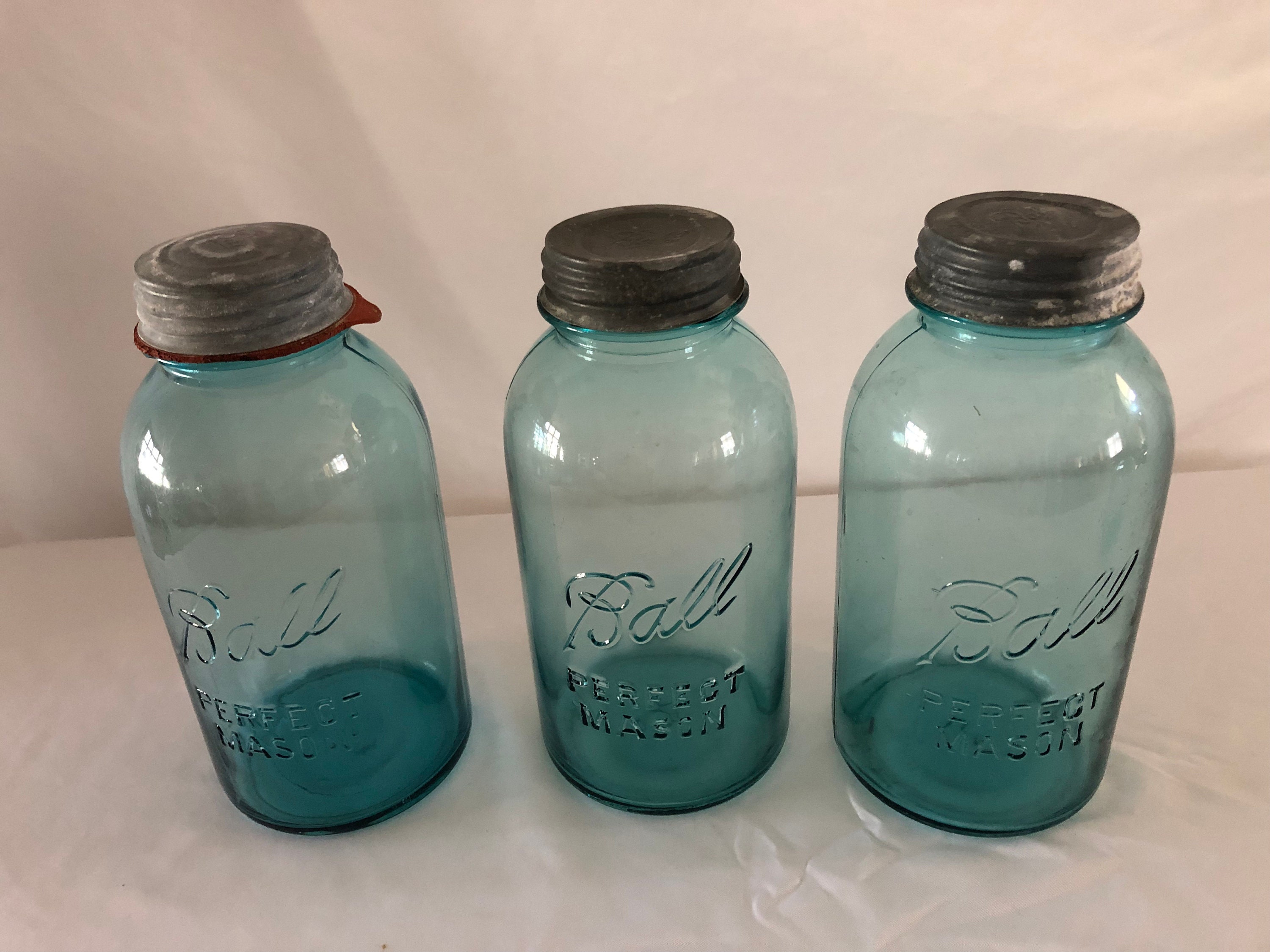 Vintage Ball Perfect Mason Aqua Jars & Liddell 4 - Etsy