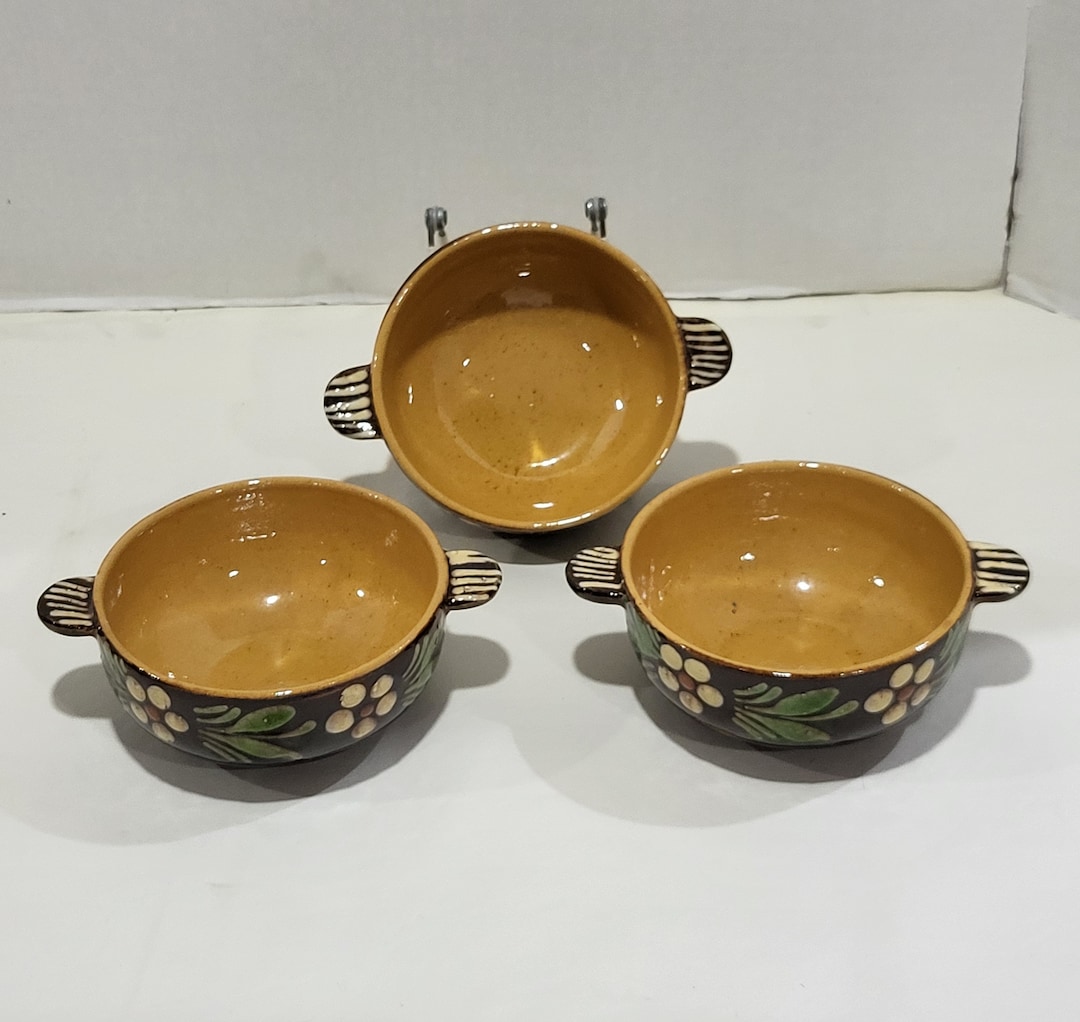 Vintage Alsace Earthenware Handled Soup/cereal Bowl, Set of 3 - Etsy