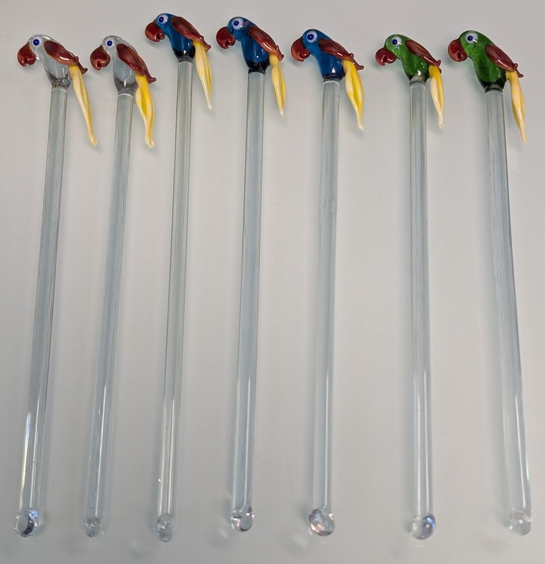 Set of 7 Hand Blown Reusable Stir Sticks Tropical Birds - Etsy