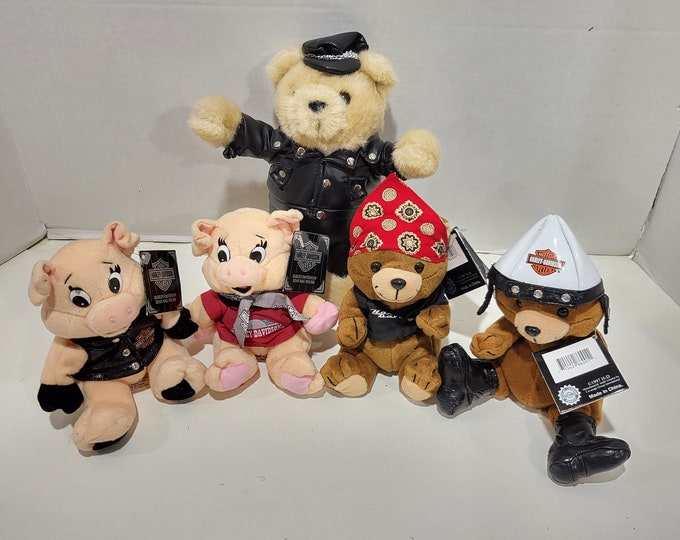 Vintage Stuffed Toy Harley-davidson Bears and Pigs, Plus Motorcycle ...