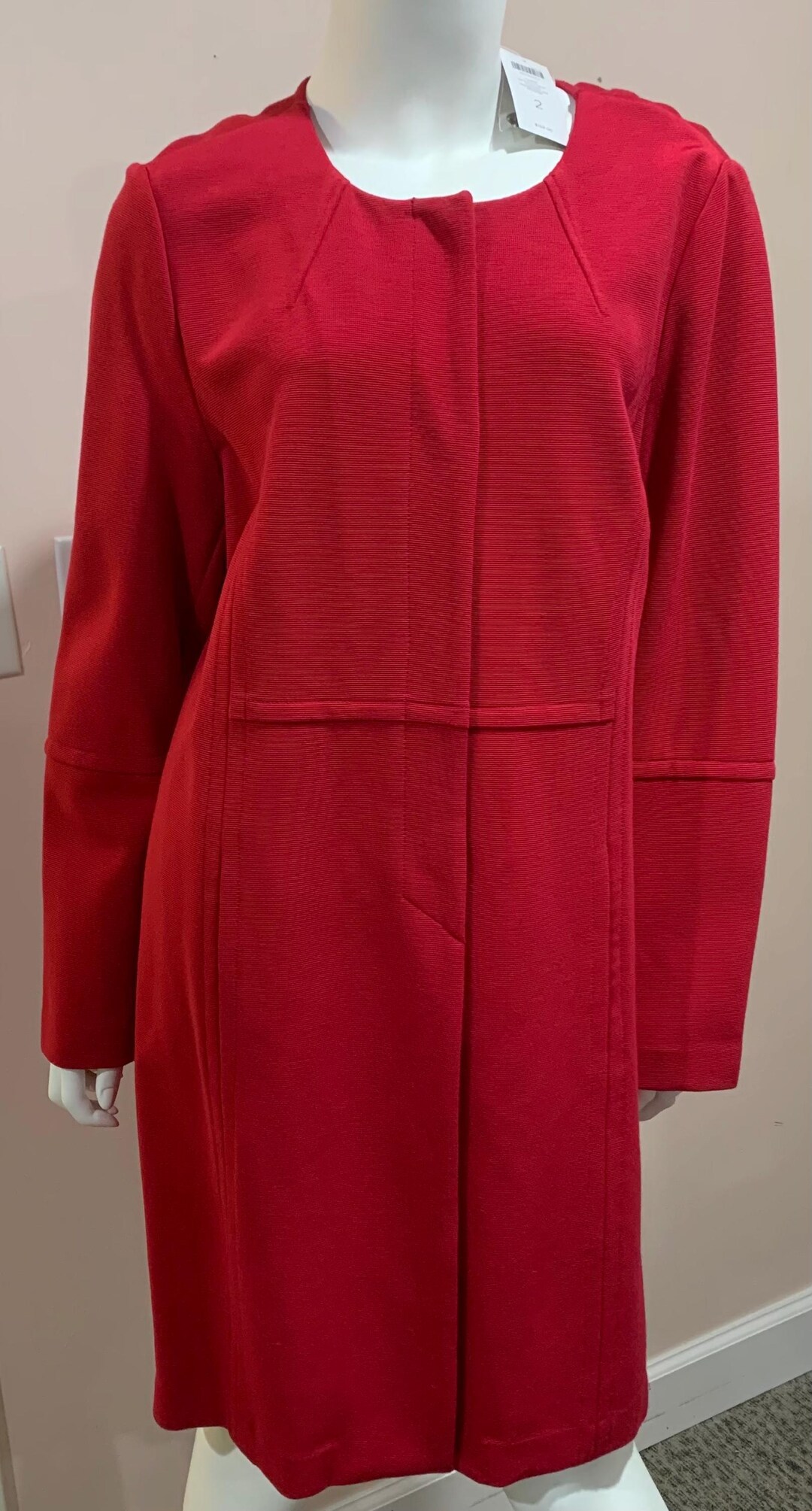NWT Chico's Red Drama Ottoman Knit Snap Closure Mid Length Blazer ...
