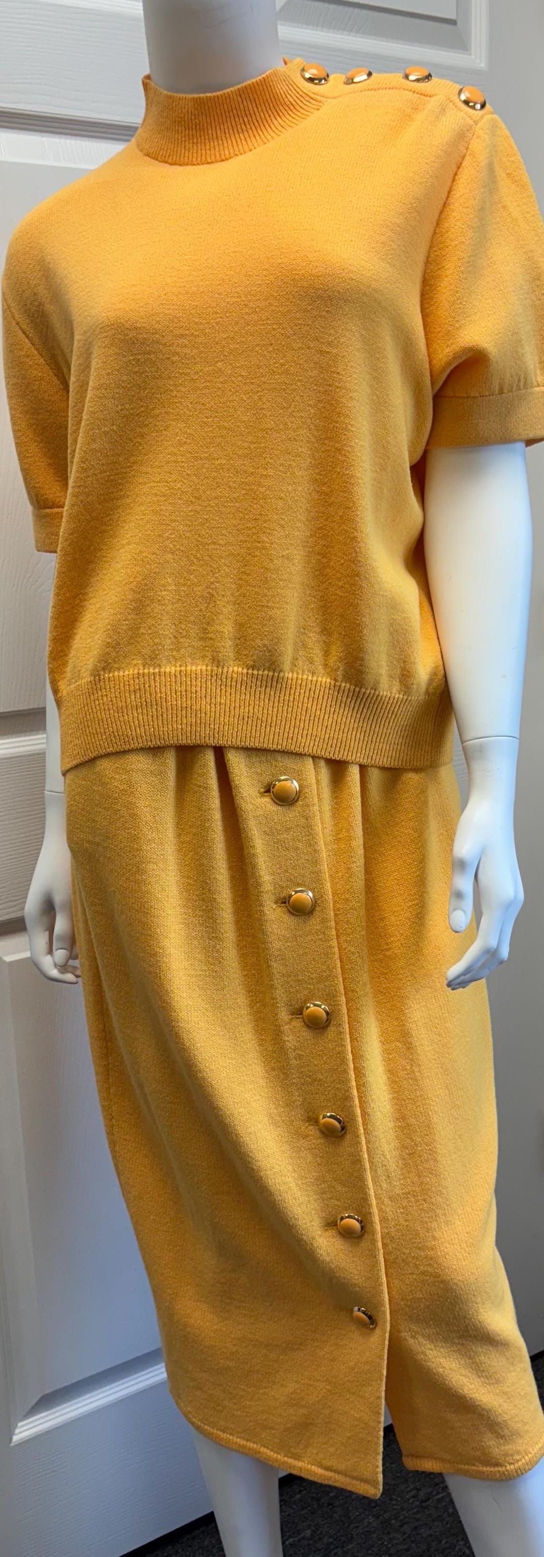 St John Separates Knit Blend 2 Piece Top and Skirt Golden Ochre Color ...