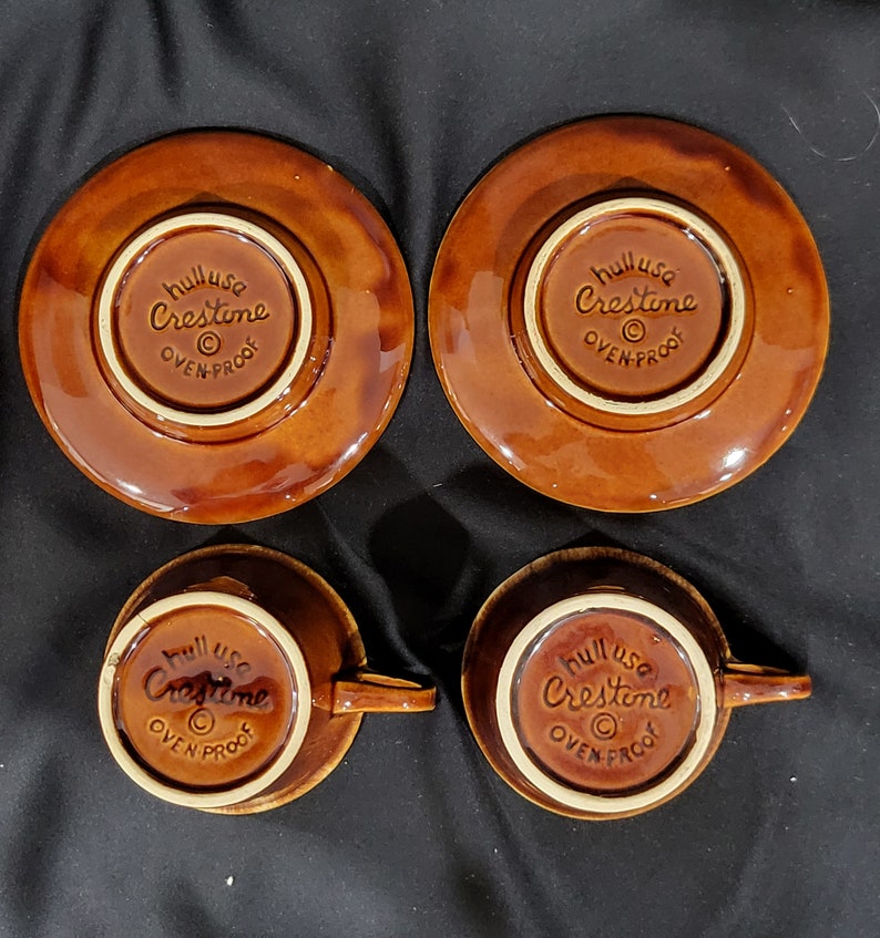 Vintage Hull Pottery Crestone Cup and Saucer, 2 Sets - Etsy