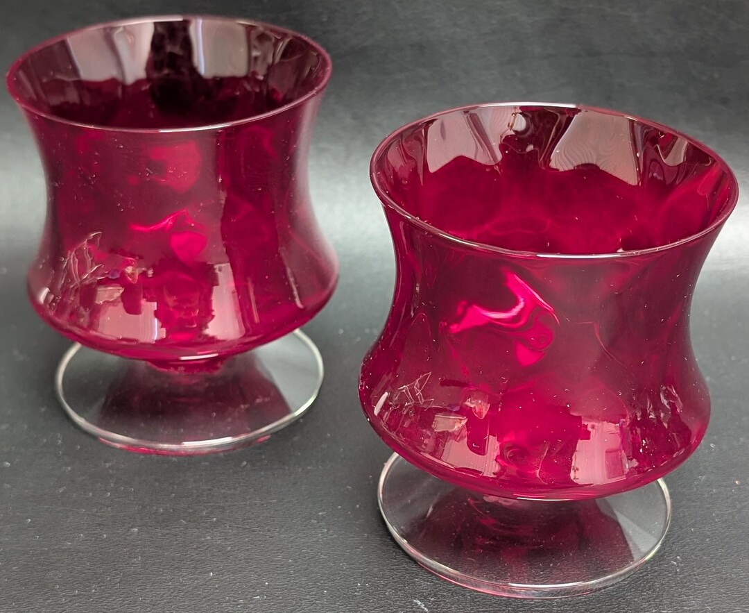 Set of 2 Seneca Old Fashioned Red & Clear Glass - Etsy