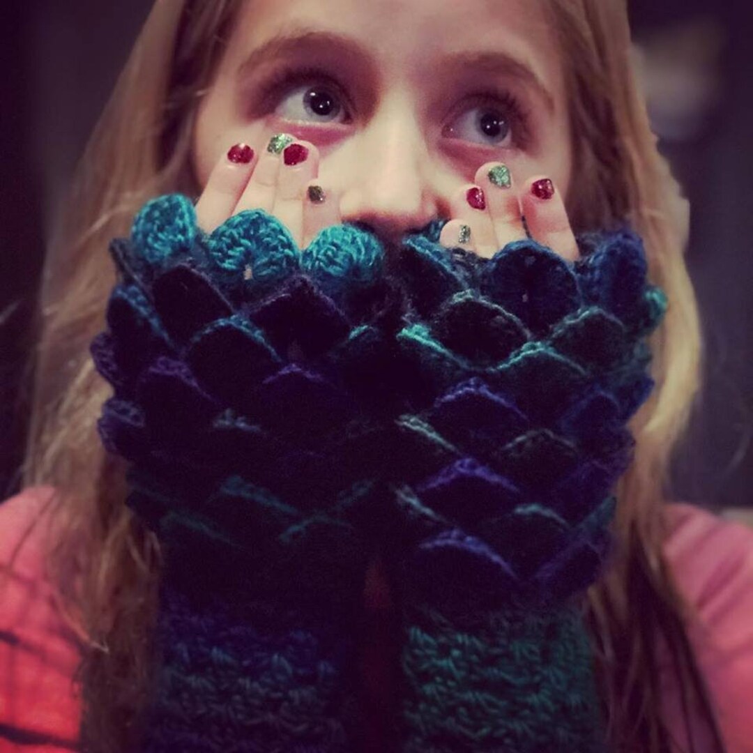 Dragon Scale Gloves Multi Colored Fingerless Gloves Fun Fingerless ...