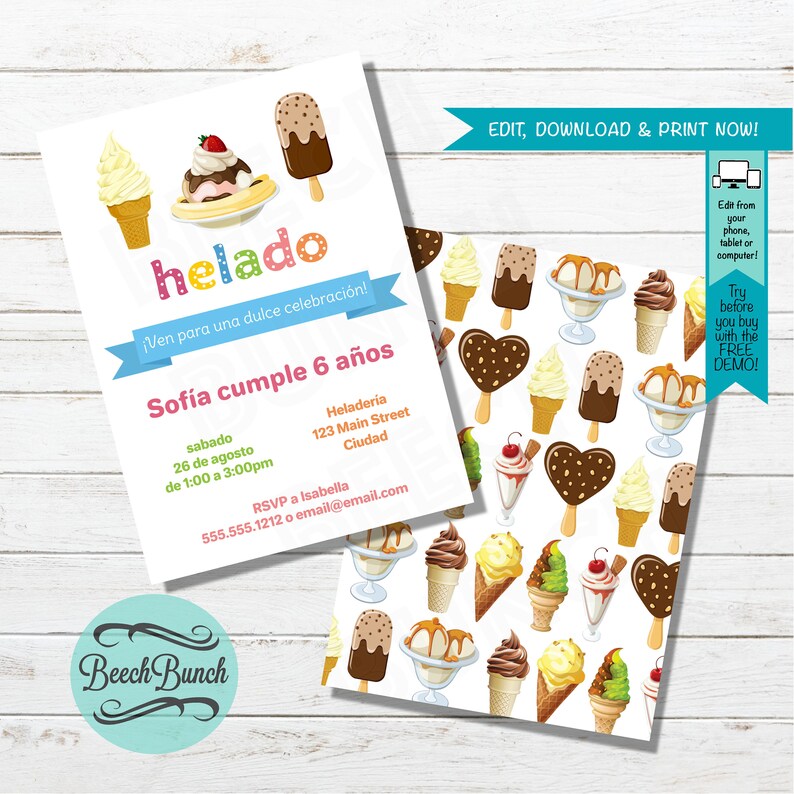 Fiesta De Helado Invitación / Ice Cream Birthday Party - Etsy
