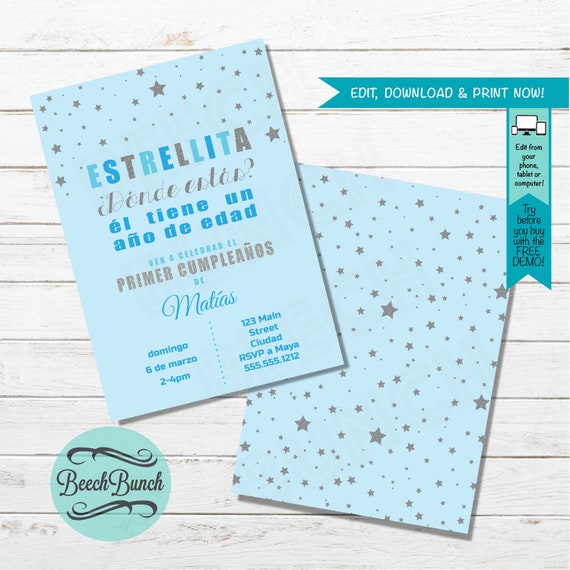 Estrellita ¿Dónde estas? Primer Cumpleaños un año de edad español ...