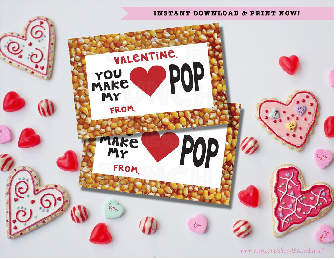 You Make My Heart Pop Valentine's Day Card for Microwave Popcorn 050 - Etsy
